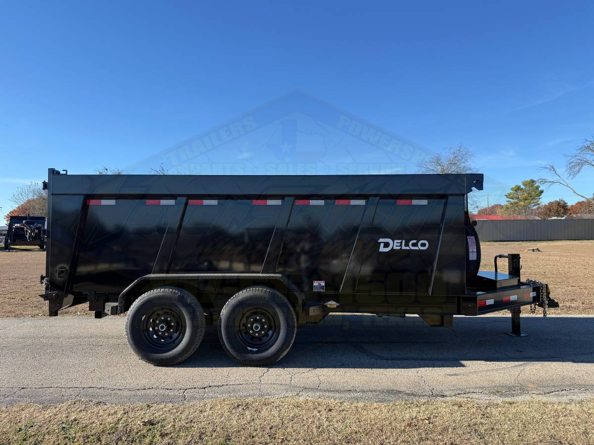 2026 DELCO 83″ X 14′ DUMP TRAILER WITH 4′ SIDEWALLS, TARP, RAMPS AND ...