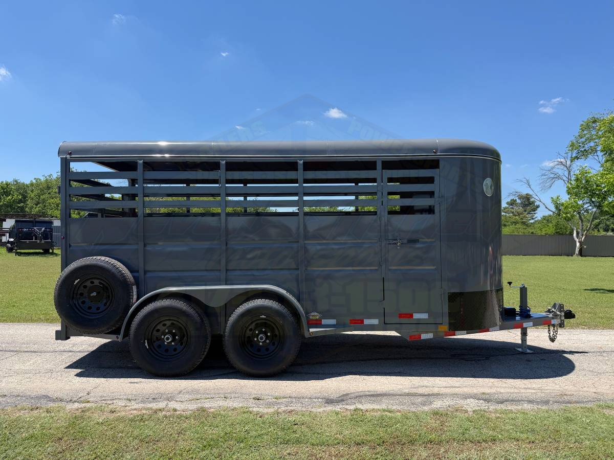 2026 DELCO 6′ X 16′ BUMPER PULL STOCK TRAILER W/ SPARE FIGHTER JET GRAY ...